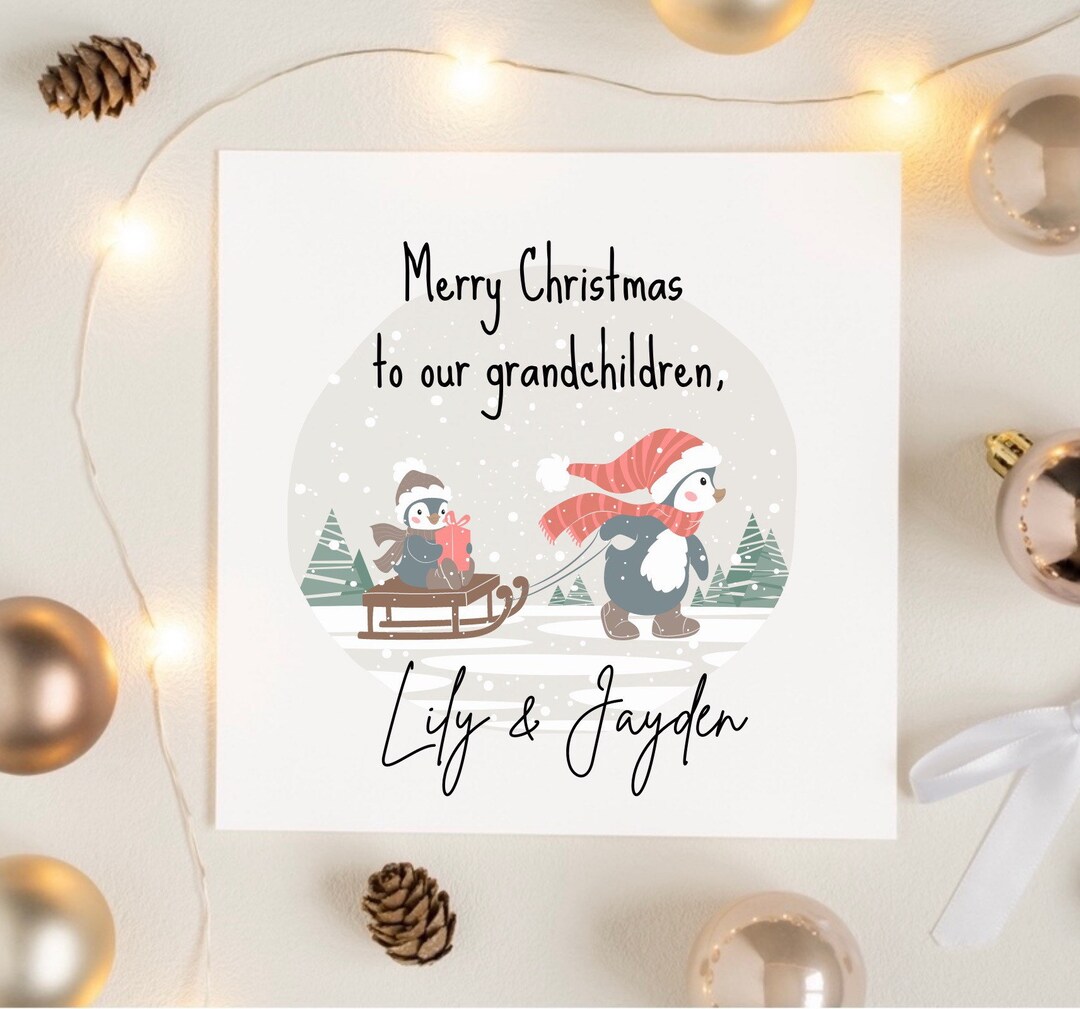 Merry Christmas Grandchildren Card, Personalised Grandkids Xmas Cards ...