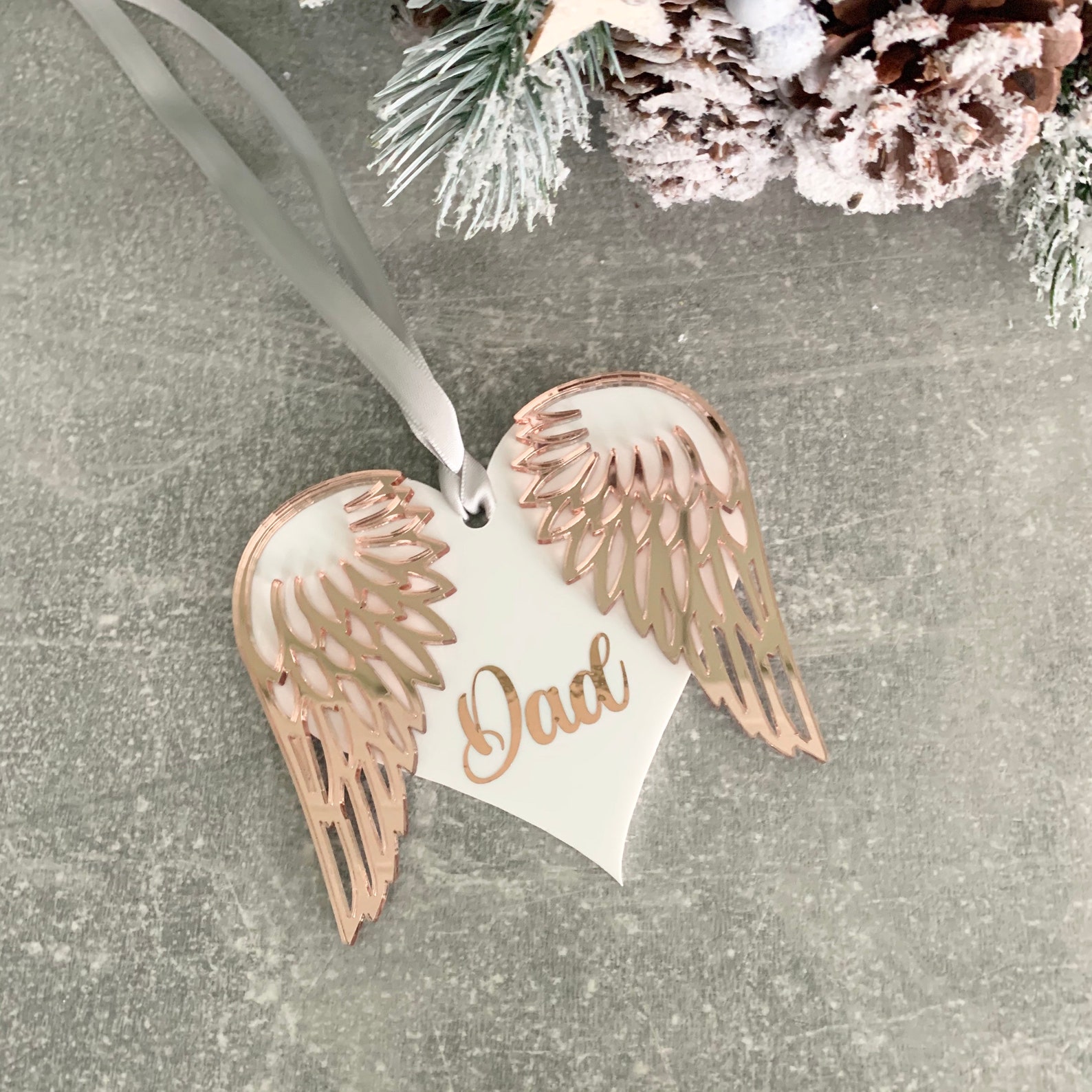 Rose Gold Angel Wing Decoration Personalised With Name Baby - Etsy