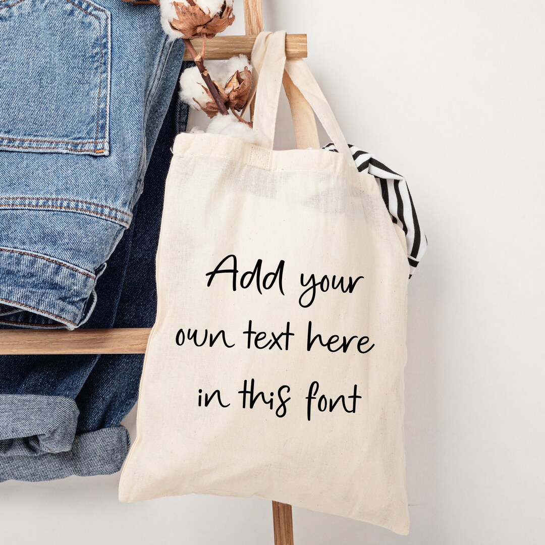 Personalised Tote Bag, Custom Text Reusable Shopping Bag, Friend ...