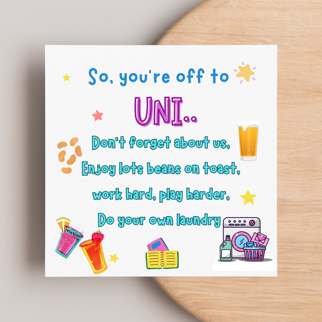 Uni Card Good Luck at University off to University Funny - Etsy UK