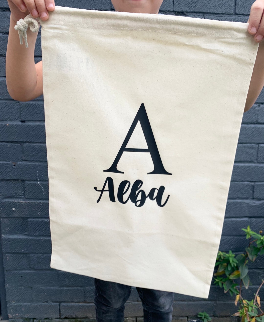 Personalised Name Initial Drawstring Bag School Pe Bag, Christmas ...