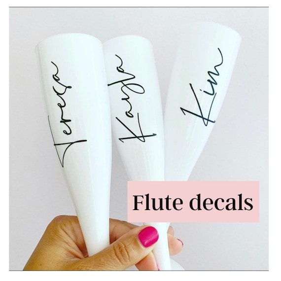 Personalised Champagne Flute Name Decals DIY Weddings & Hen - Etsy