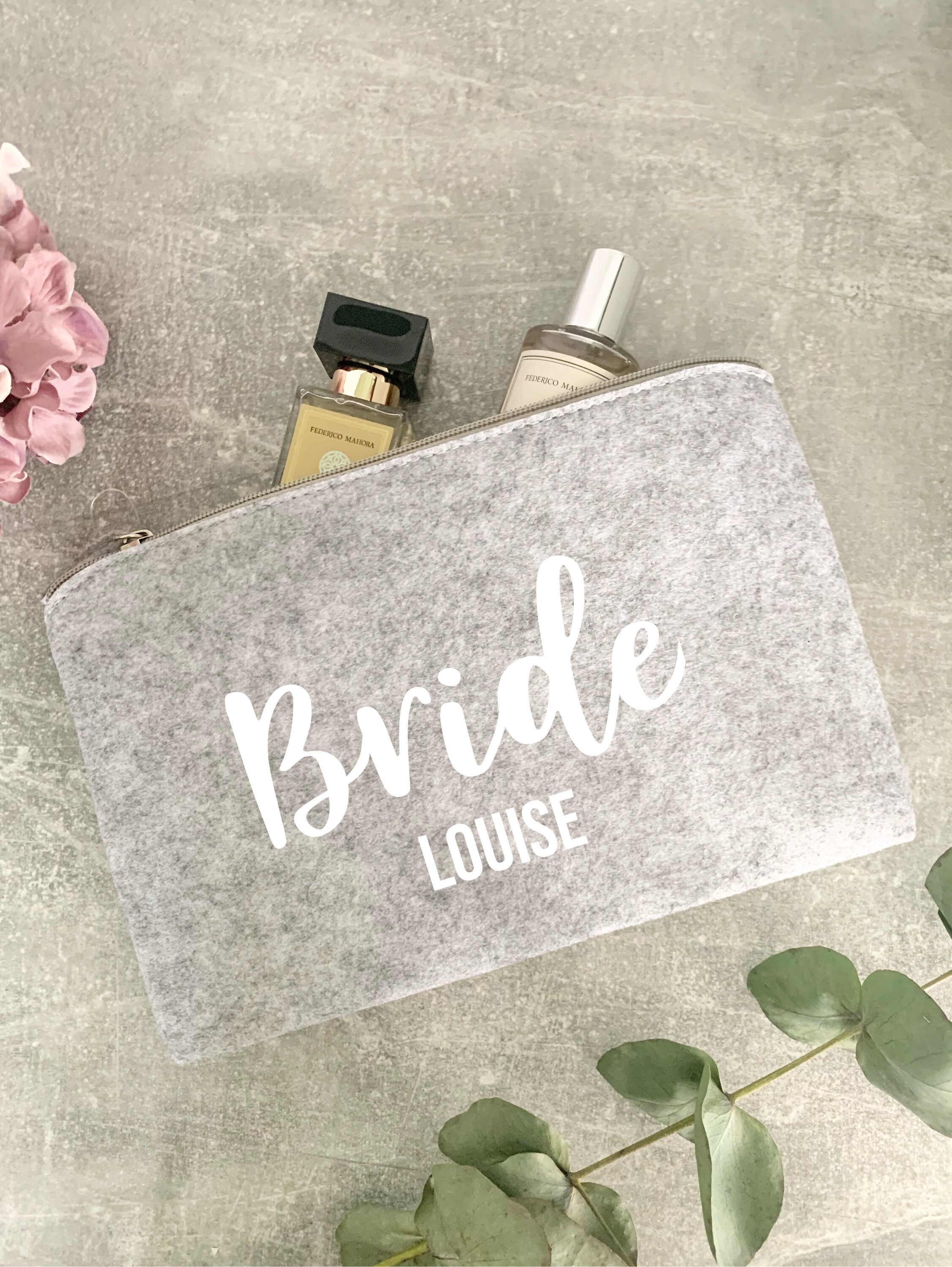Personalised Bride Make up Perfume Pouch Bag, Bride Wedding Morning ...