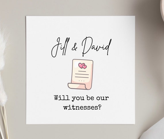 Will You Be My Our Witnesses Card Marriage Witness Proposal - Etsy UK