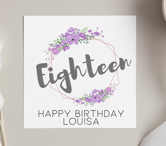18th Birthday Card Eighteen Card Personalised Age Card | Etsy