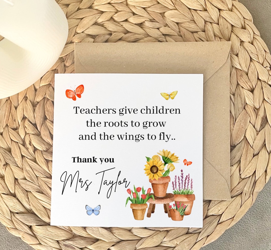 Teacher Thank You Card From Children, Personalised Thank You Card for ...
