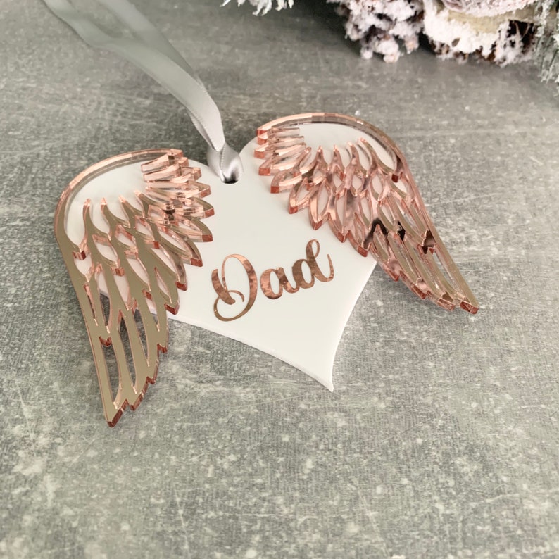Rose Gold Angel Wing Decoration Personalised With Name Baby - Etsy