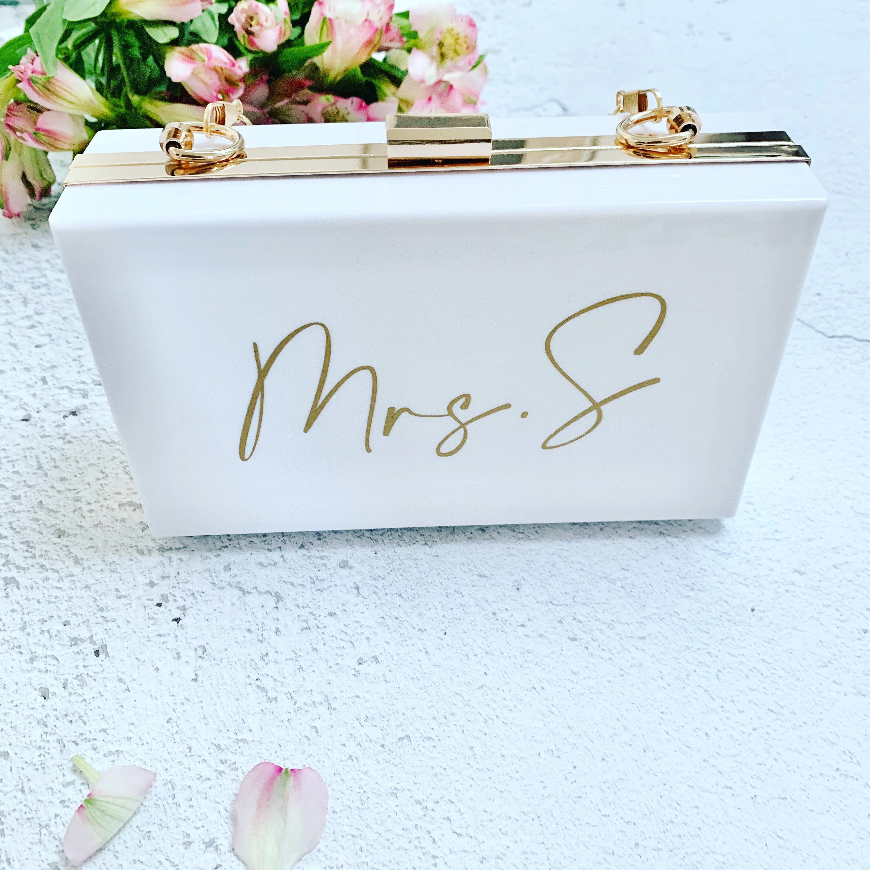 Bride Handbag, White Bridal Clutch Bag, Personalised Clutch Bag ...