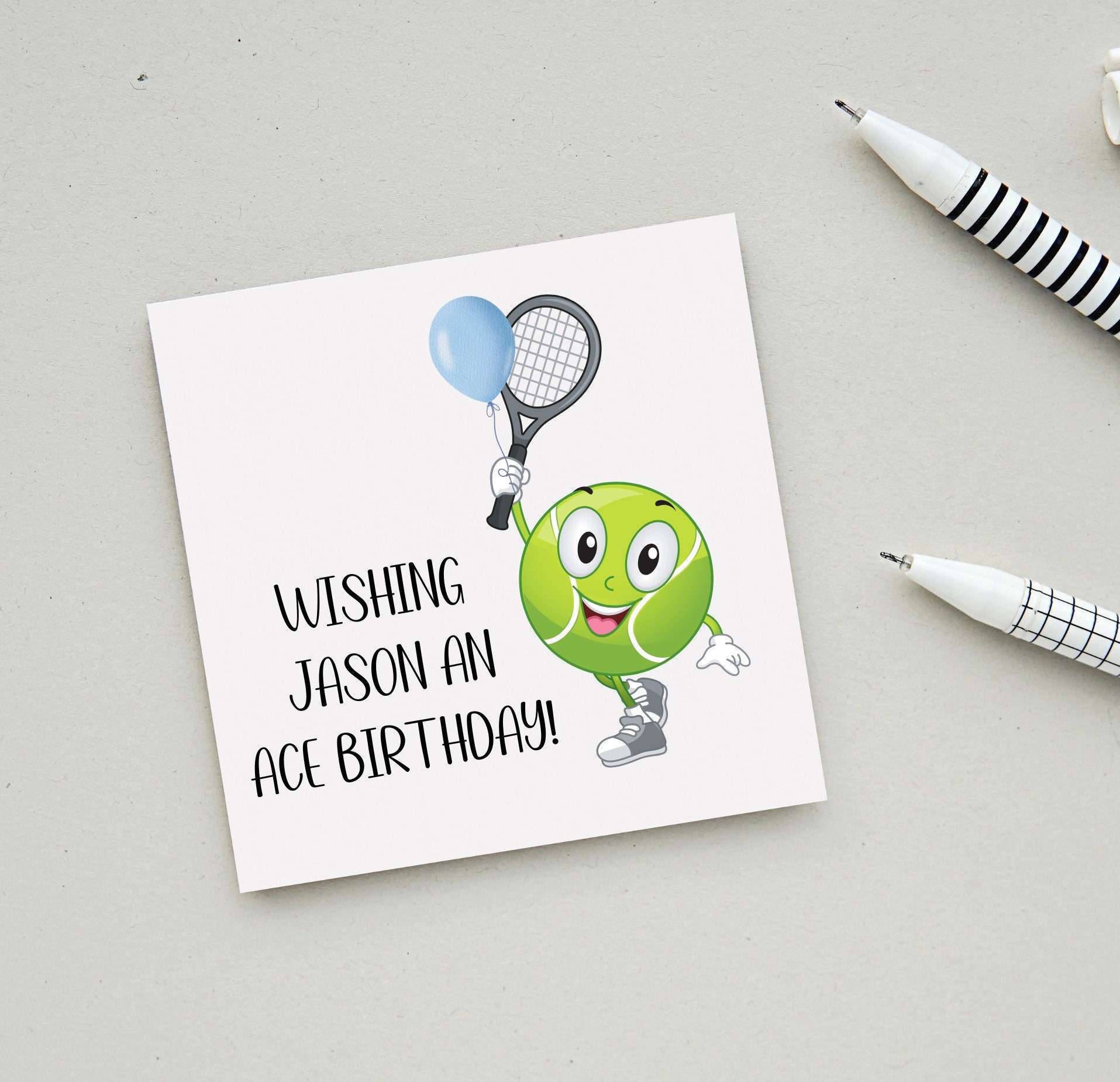 Personalised Ace Birthday Card for Tennis Players, Tennis Card for Men ...