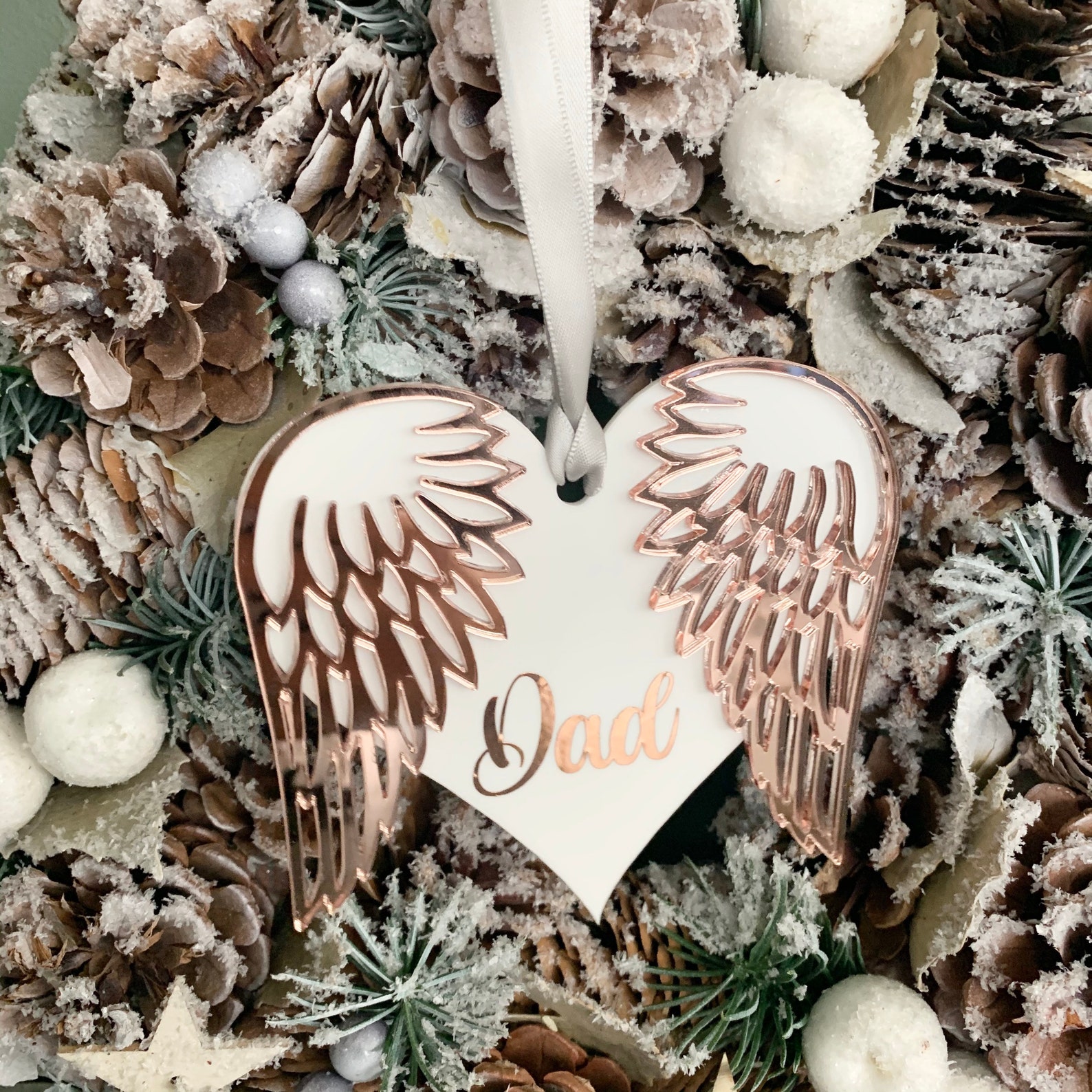 Rose Gold Angel Wing Decoration Personalised With Name Baby | Etsy