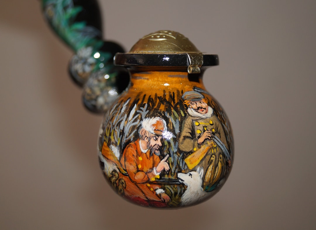 Pipe 2 Hunters Smoking Pipe Hand Painted Pipe Exclusive Pipe Hand Made ...