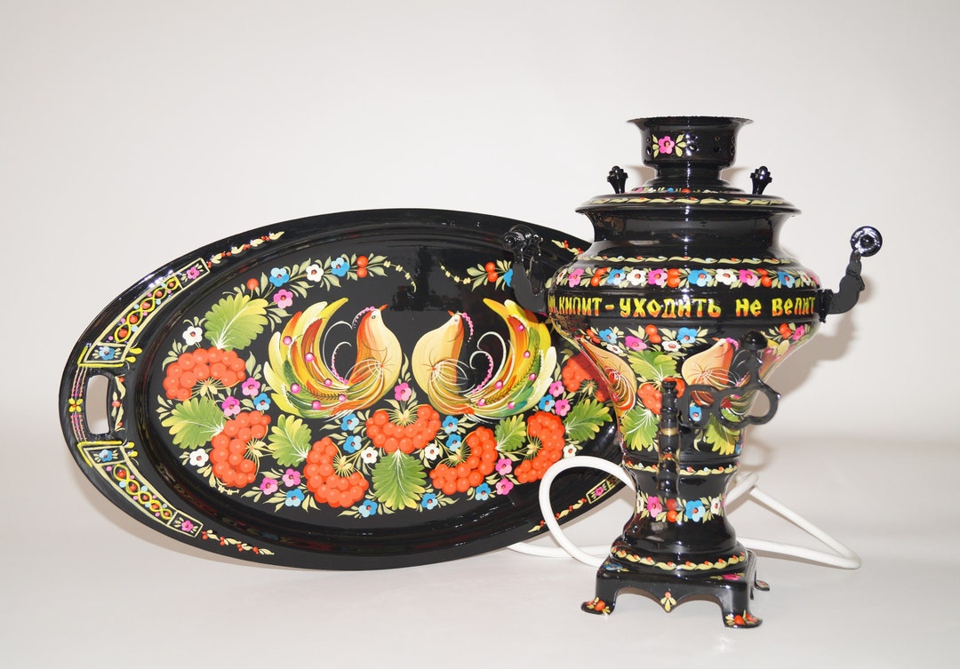 Samovar With Tray Electric Samovar Volume 1.5 - Liters Handpainted ...