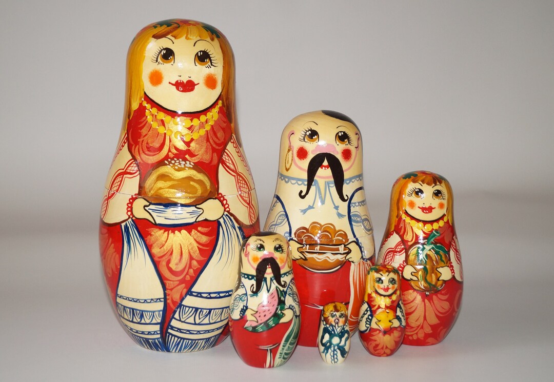 Big Matryoshka Doll Set of 6 Dolls Handmade Dolls Wooden Doll Nesting ...