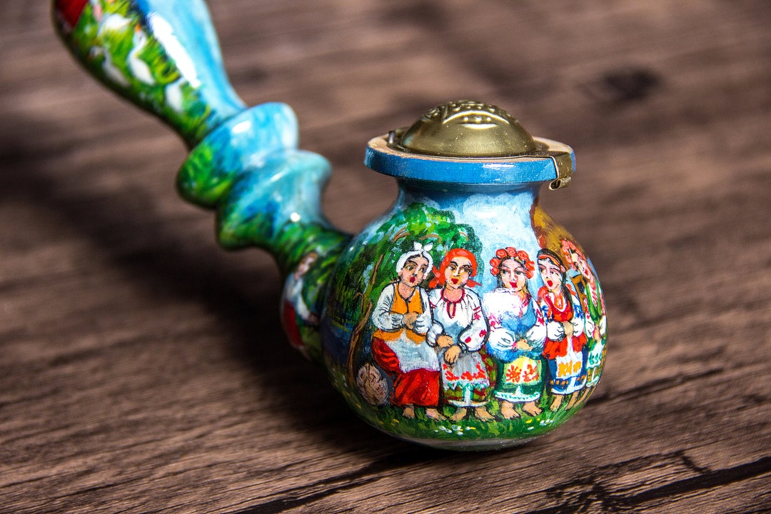 Smoking Pipe Hand Painted Pipe Wood Pipe Hand Made Pipe Exclusive Pipe ...