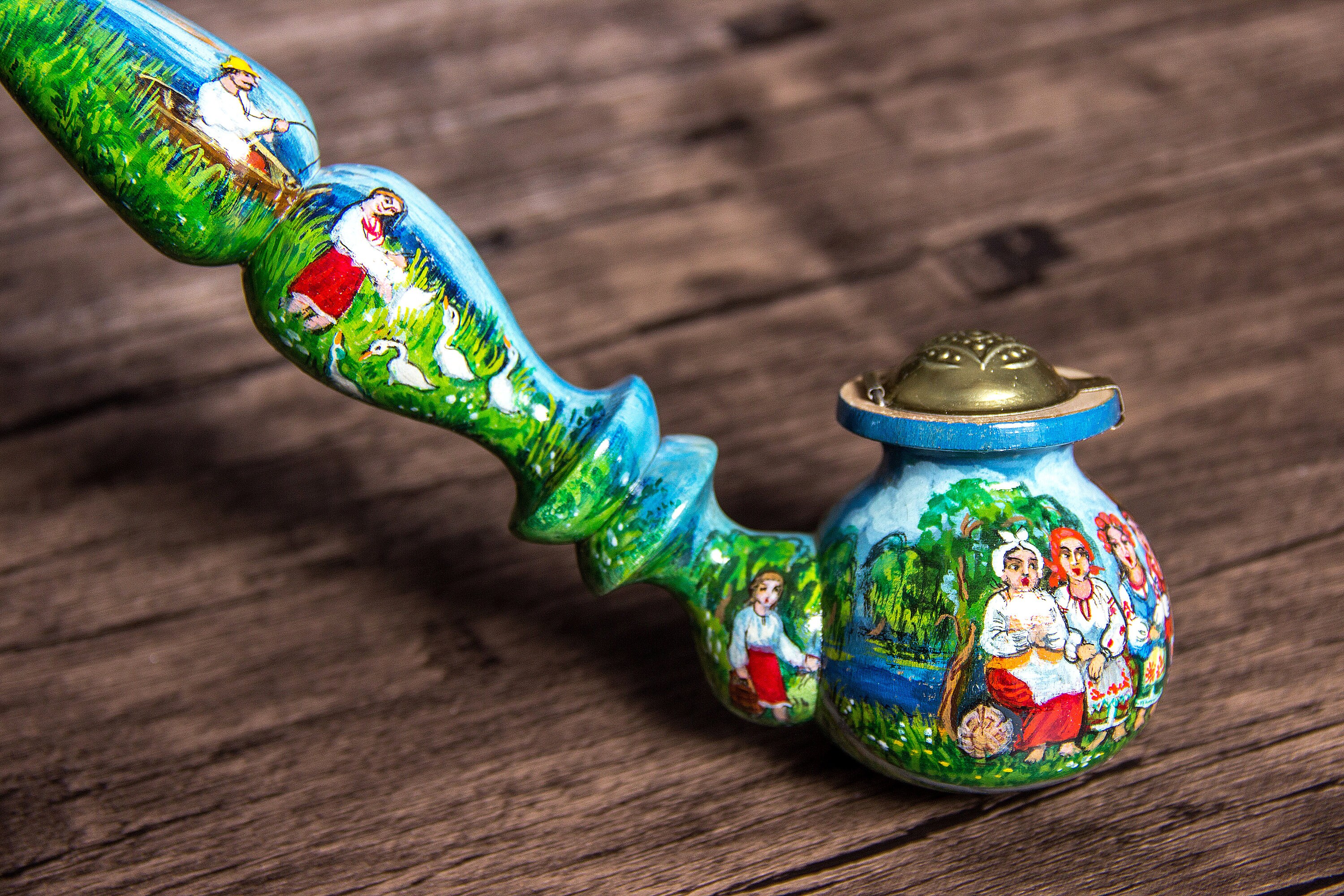 Smoking pipe Hand painted pipe Wood pipe Hand made pipe | Etsy