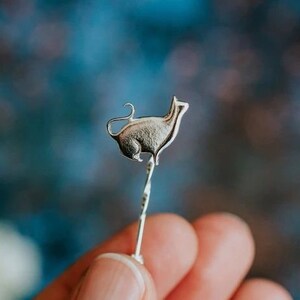 Sterling Silver Cat Pin Animal Jewellery Cat Brooch Scarf Pin Tie Pin ...