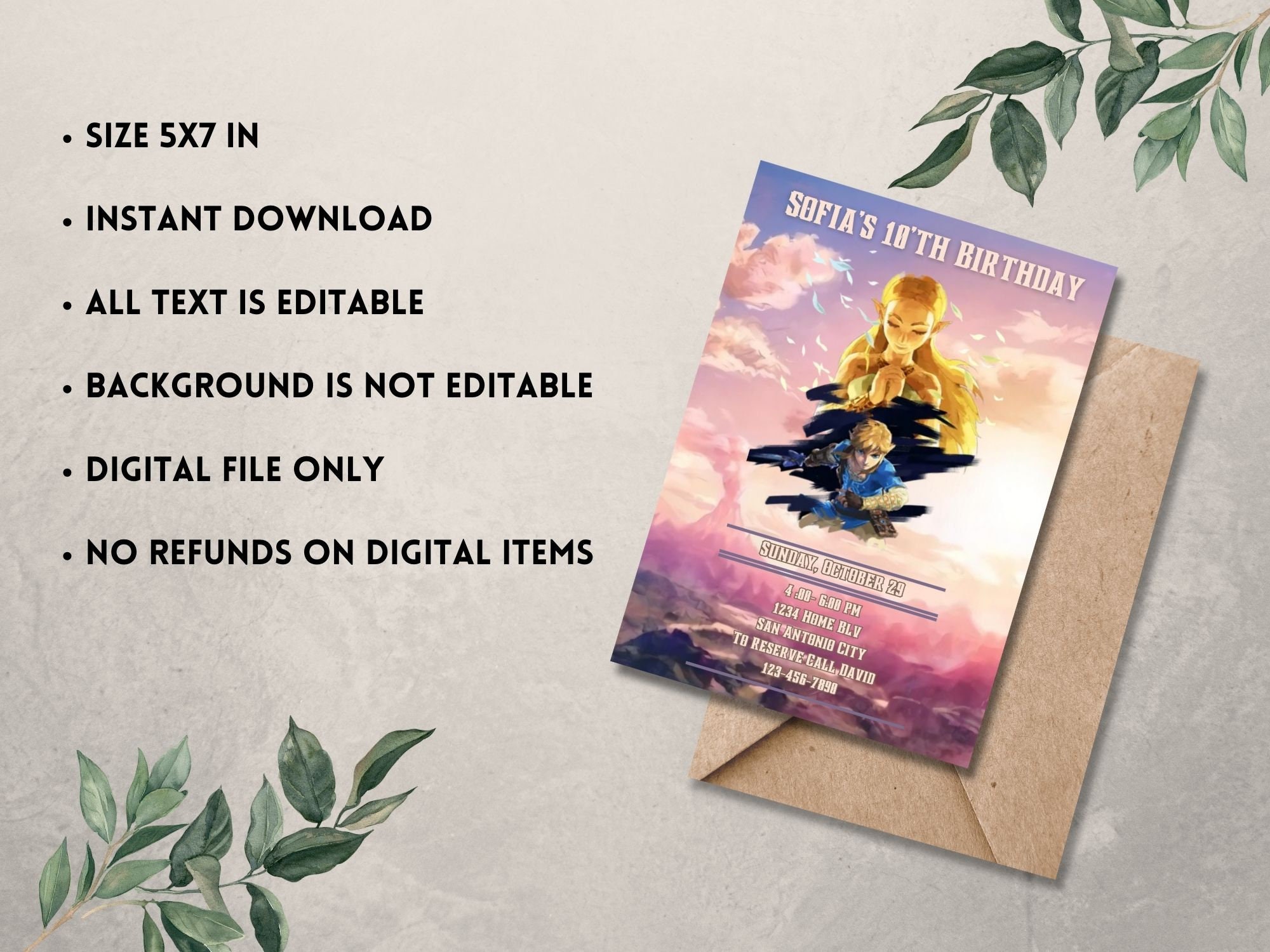 Zelda BOTW Digital DIY Birthday Invitation - Etsy