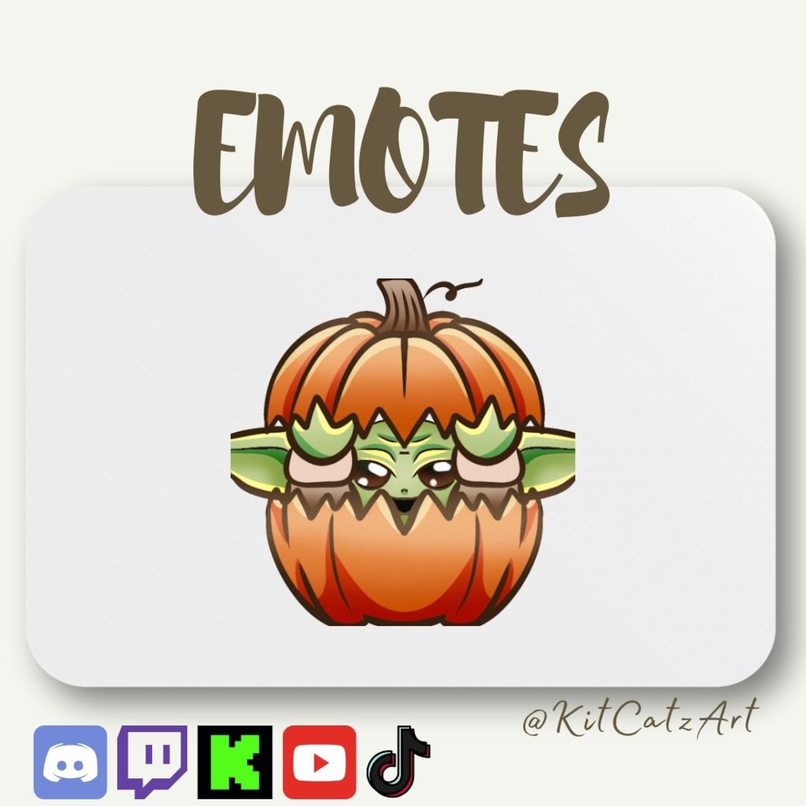 Grogu Pumpkin Emote for Twitch/discord/kick/youtube/tiktok Star Wars ...