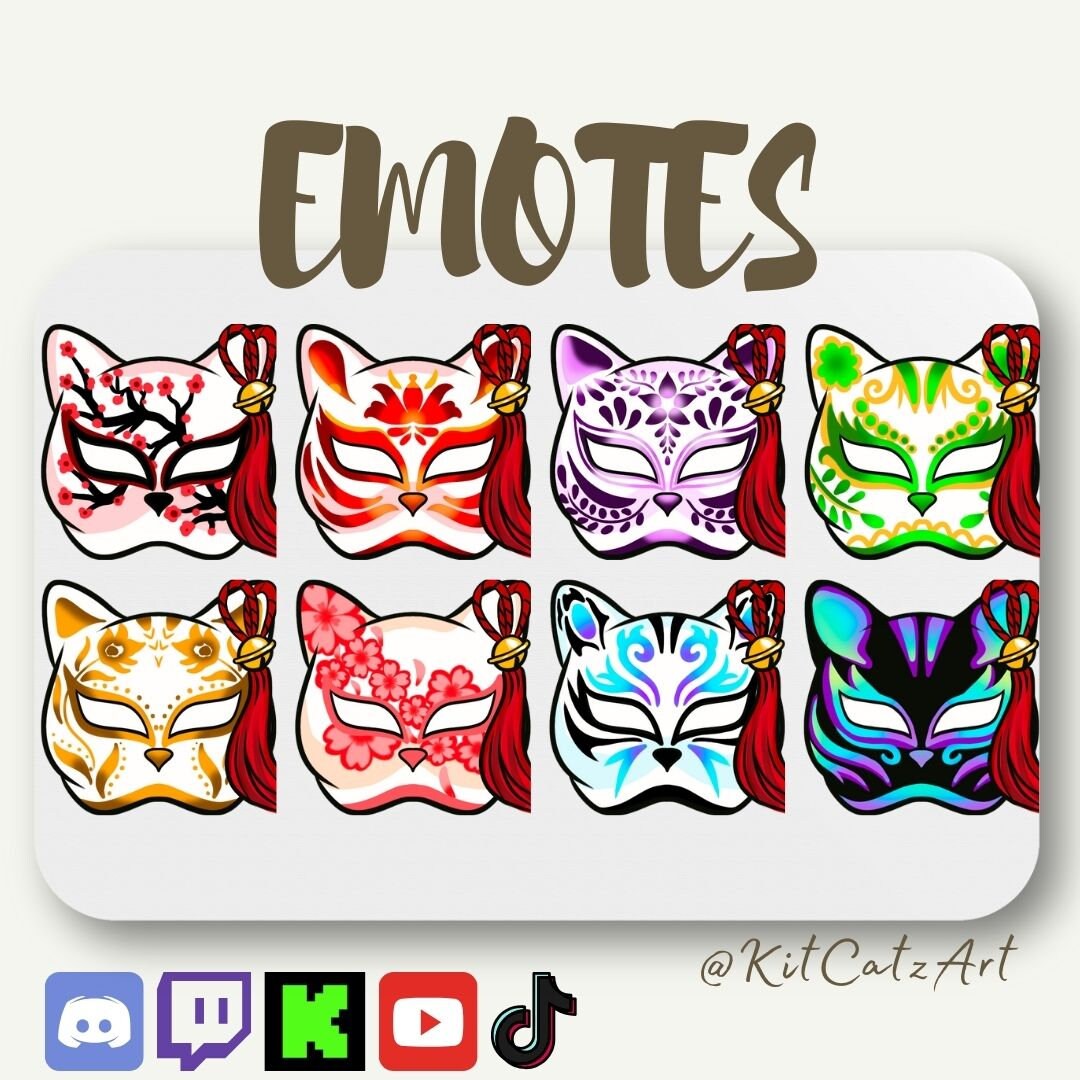 Kitsune Fox Cat Mask Package | Twitch, Kick, Discord | Emotes and ...