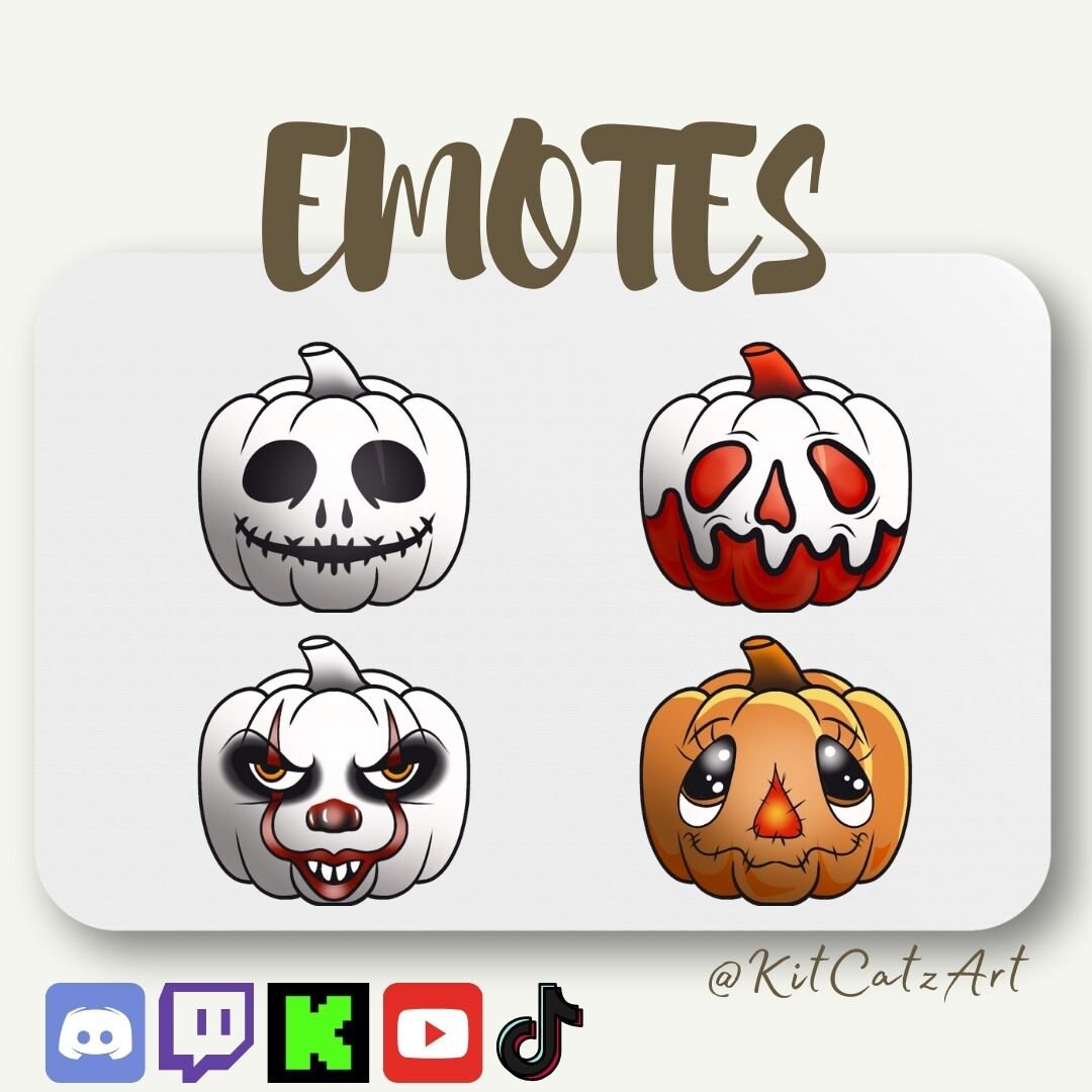 Pumpkin Painted Scary Faces Emote Package X4 Twitch/discord/kick ...