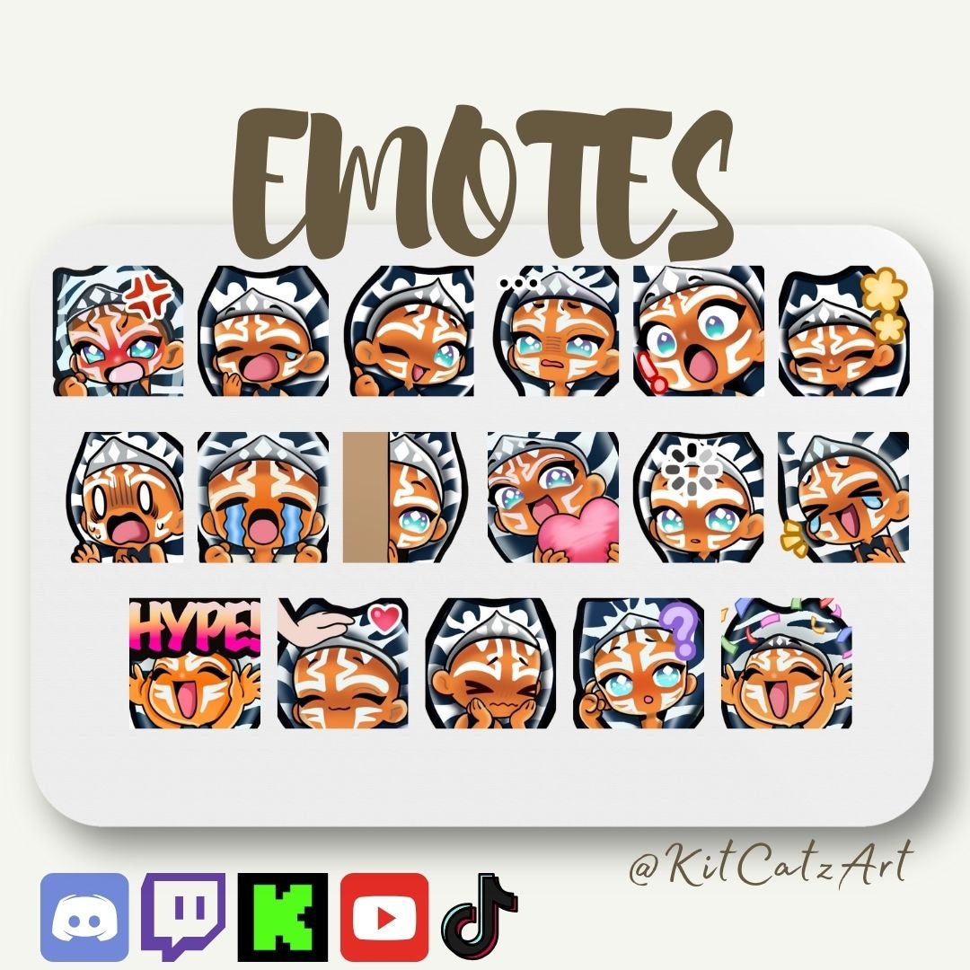 23 Additional Ahsoka Tano Emote and GIF Bundle Package for Twitch ...