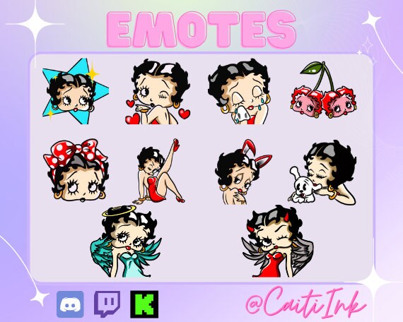 10 Betty Boop Emote Package for Twitch/discord/kick Cartoon Cute & Sexy ...
