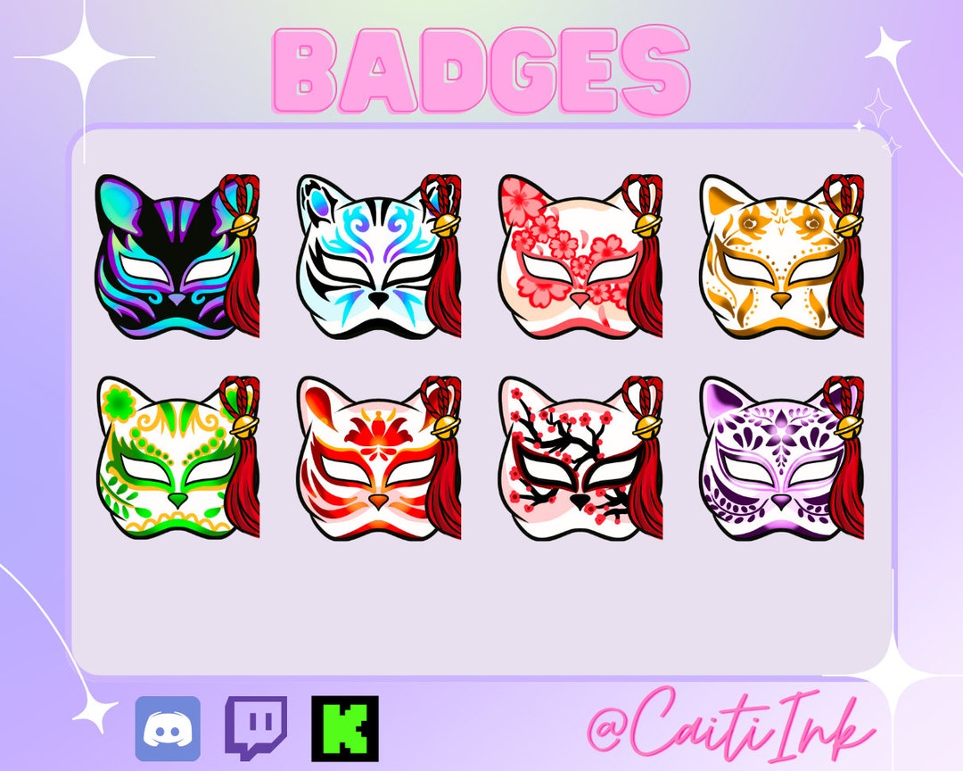 Kitsune Fox Cat Mask Package Twitch Kick Discord Emotes - Etsy