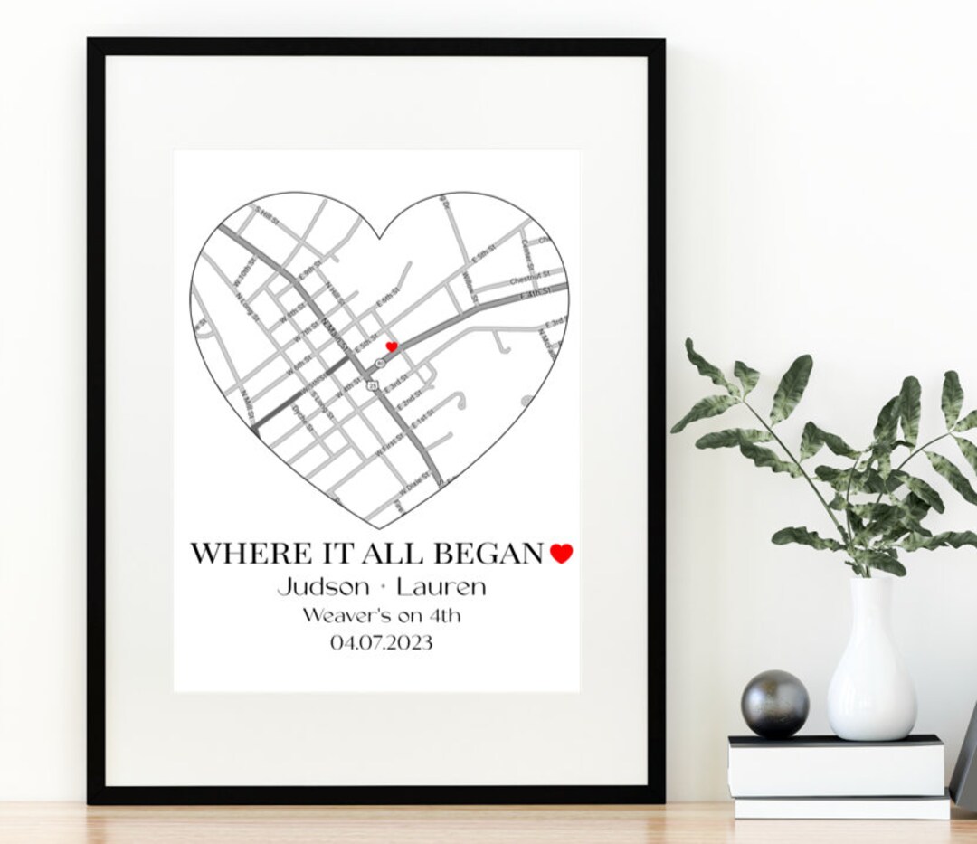 Custom Location Map | First Date Map | Valentines Day Gift ...