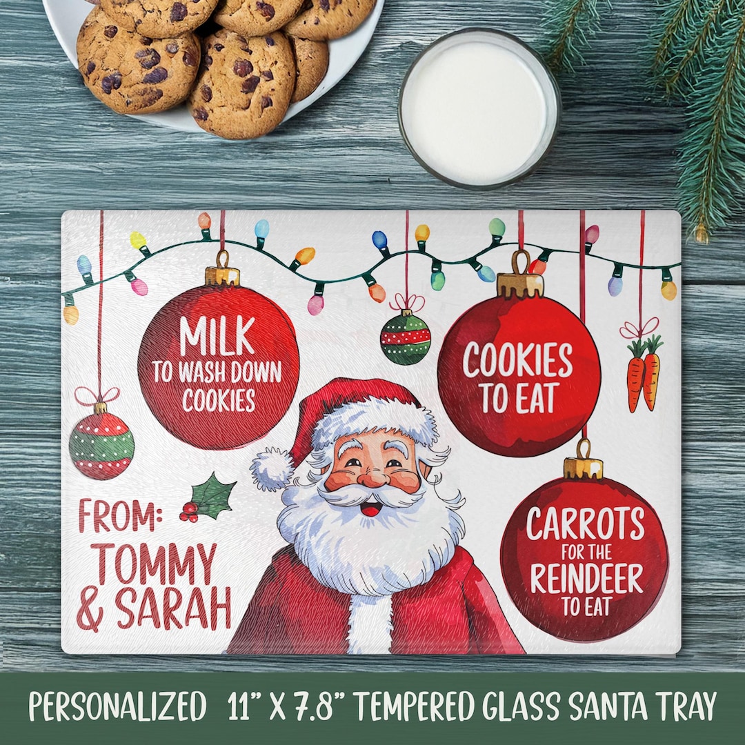 Santa Cookies and Milk Tray, Personalized Santa Tray, Cutting Board ...