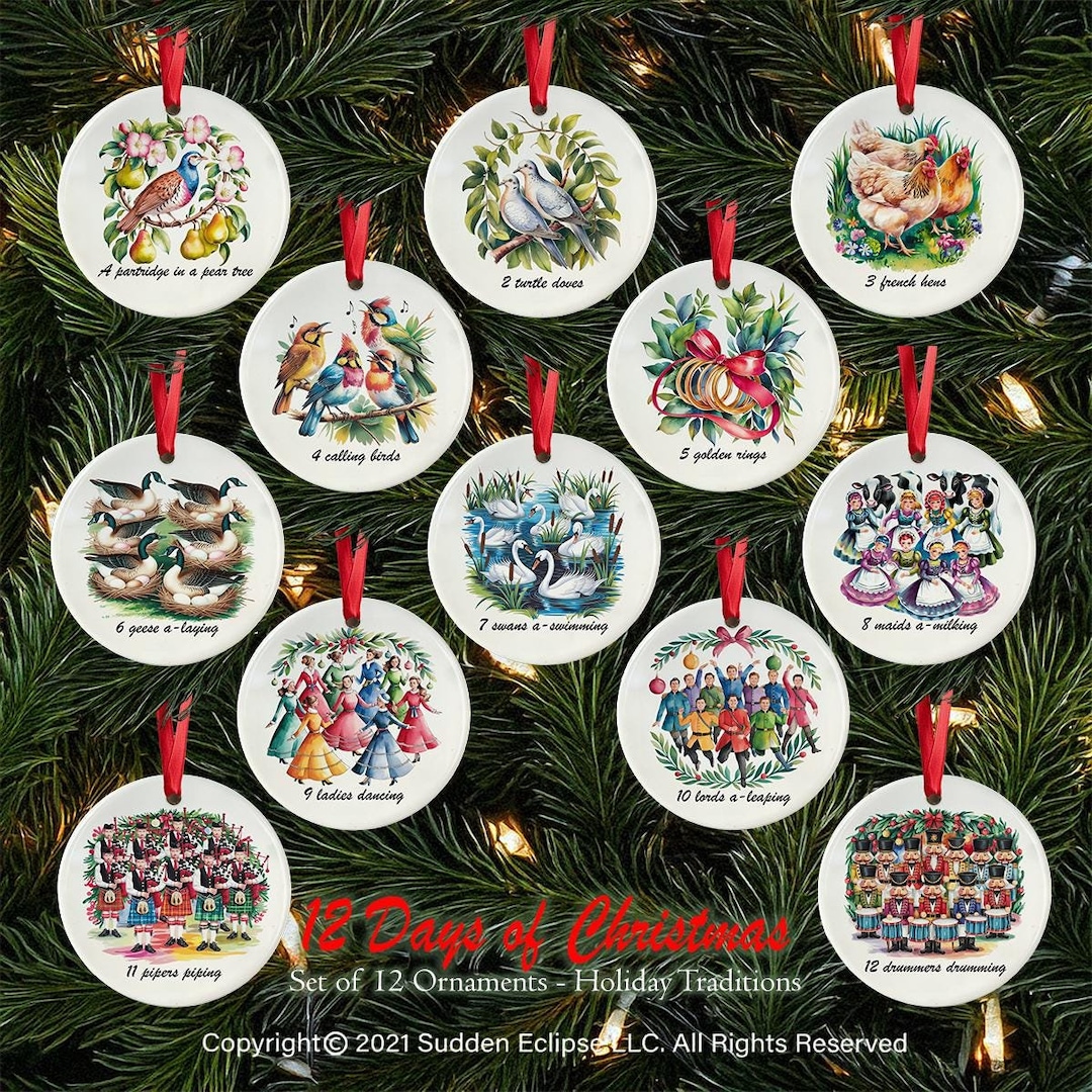 12 Days of Christmas Ornament Set Gift - Traditional Christmas Gift - Etsy