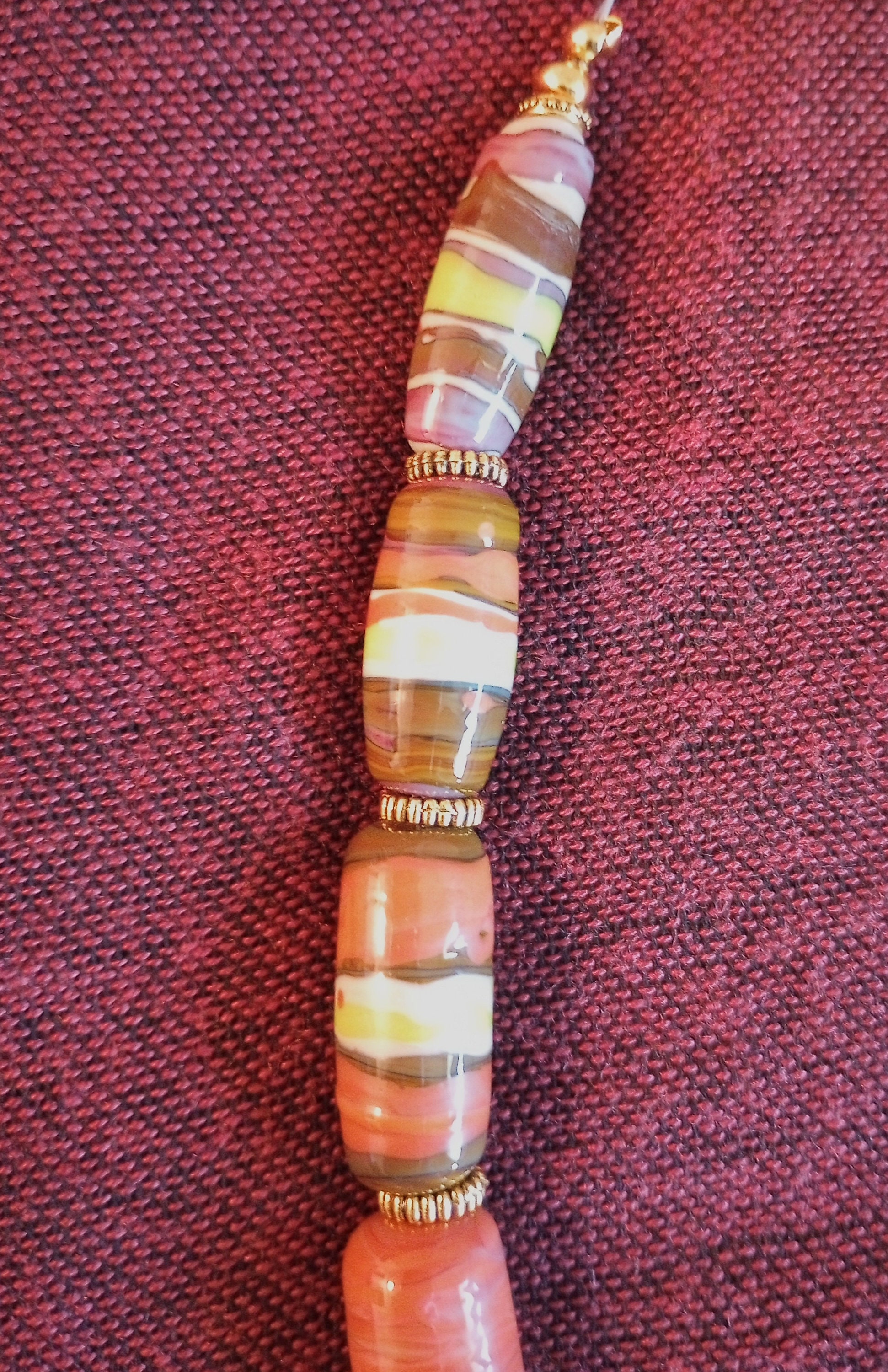 Handmade Hot Glass / Flamework Glass Bead Necklace in Earth Tones and ...