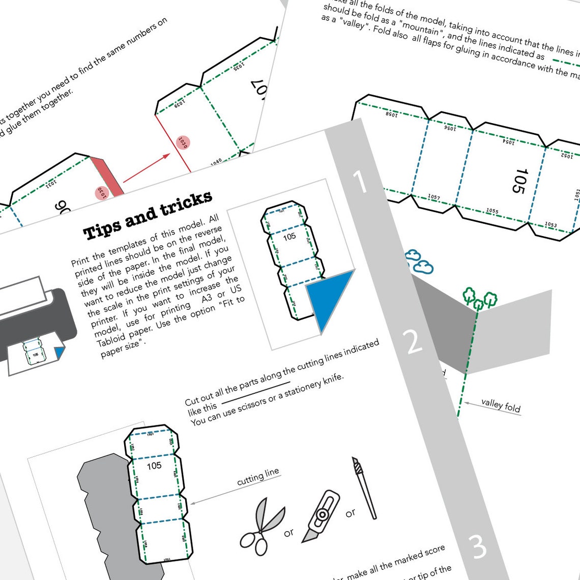 Printable DIY Template PDF. Letter L Low Poly Paper Model - Etsy
