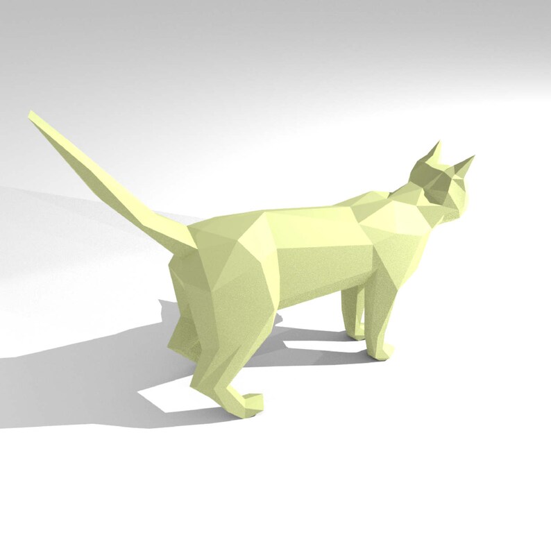 Printable DIY Template PDF. Cat Low Poly Paper Model - Etsy