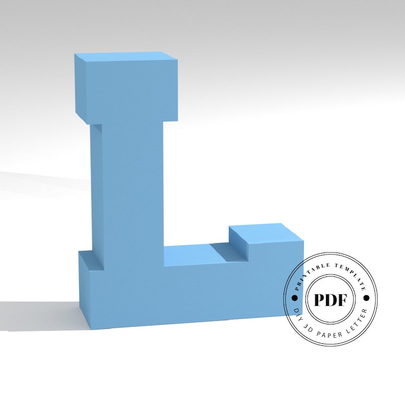 Printable DIY Template PDF. Letter L Low Poly Paper Model - Etsy