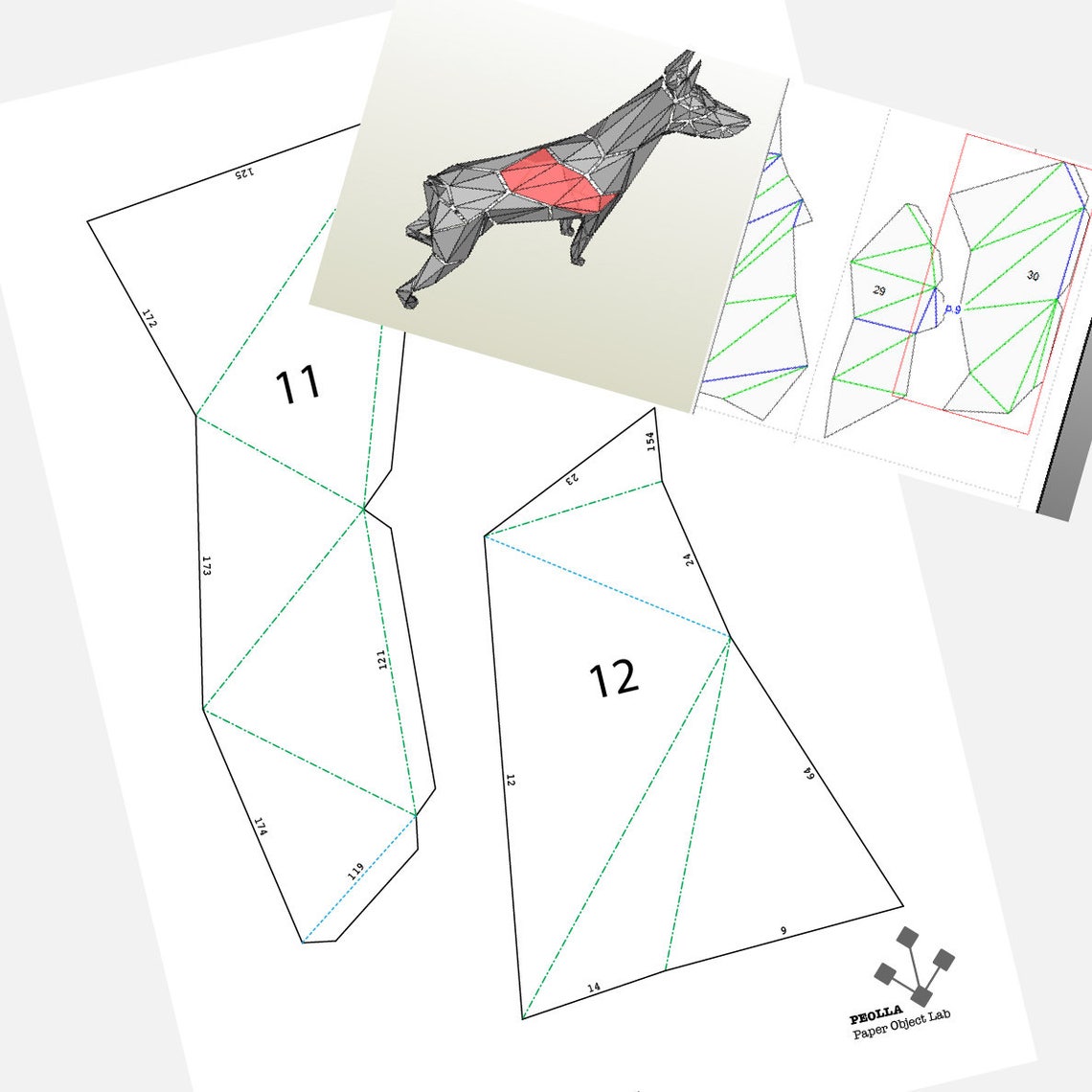 Printable DIY Template (PDF). Dogs Set Low Poly Paper Model Templates ...