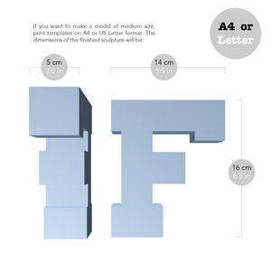 Printable DIY Template (PDF). Letter F Low Poly Paper Model Template ...