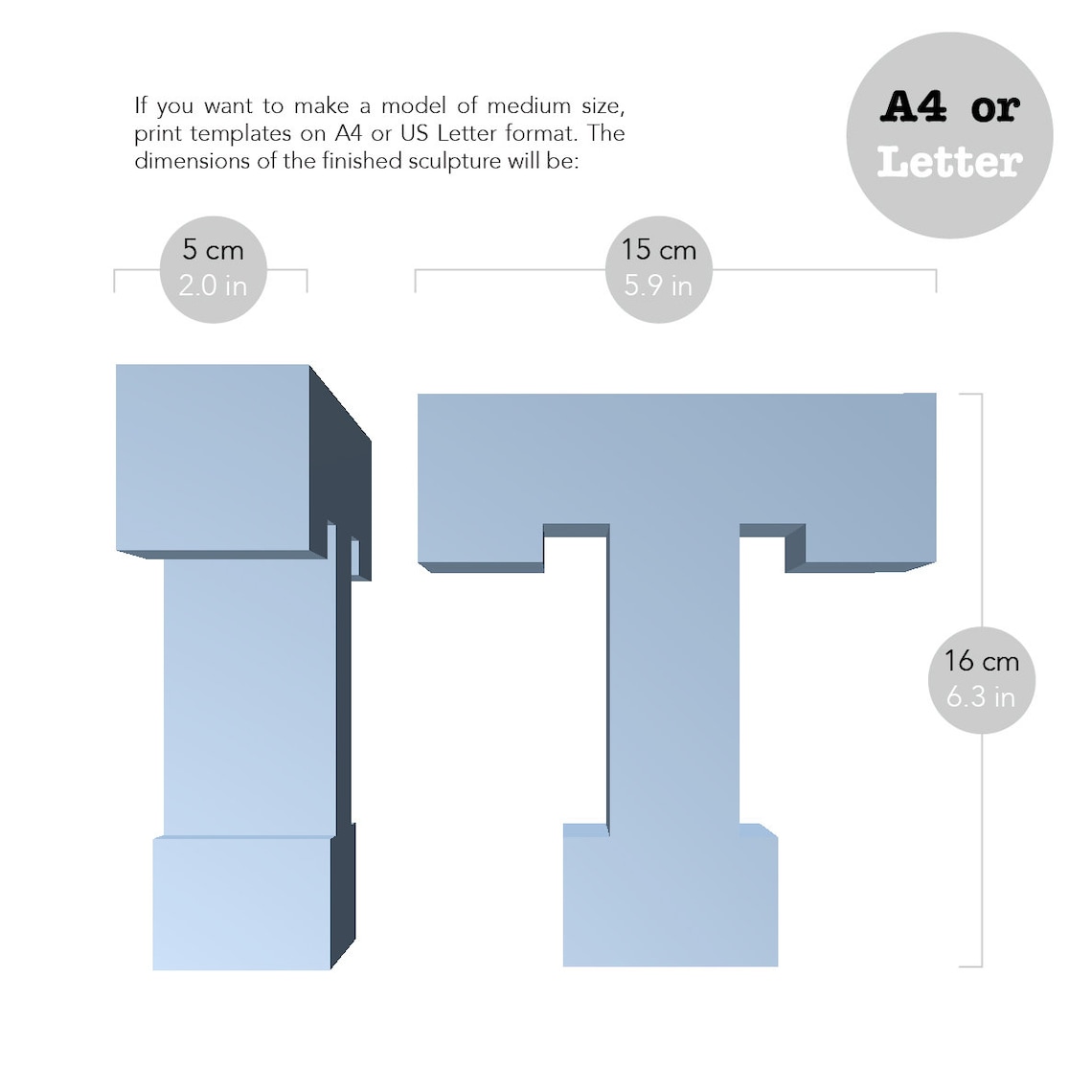Printable DIY Template PDF. Letter T Low Poly Paper Model - Etsy