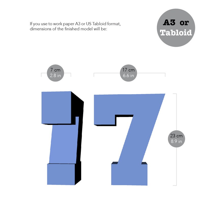 Printable DIY Template PDF. Number 7 Low Poly Paper Model | Etsy