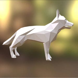 Printable DIY Template (PDF). Dog 3 Low Poly Paper Model Template. 3D ...