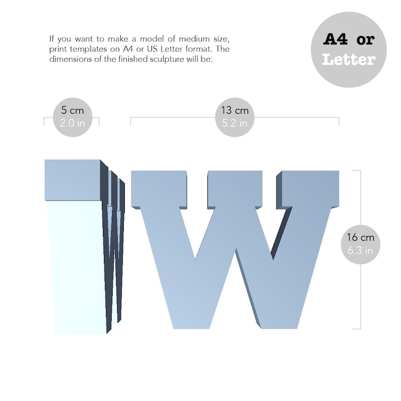 Printable DIY Template (PDF). Letter W Low Poly Paper Model Template ...