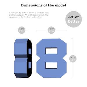 Printable DIY Template (PDF). Number 8 Low Poly Paper Model Template ...