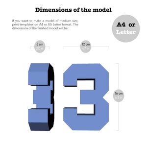 Printable DIY Template (PDF). Number 3 Low Poly Paper Model Template ...