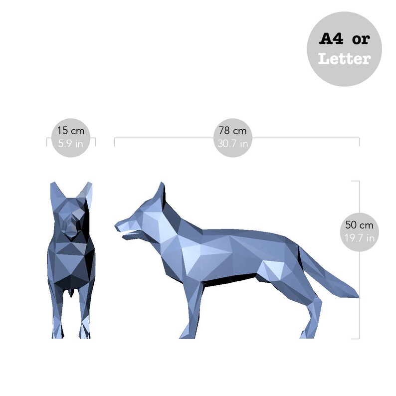 Printable DIY Template PDF. Dog 3 Low Poly Paper Model - Etsy