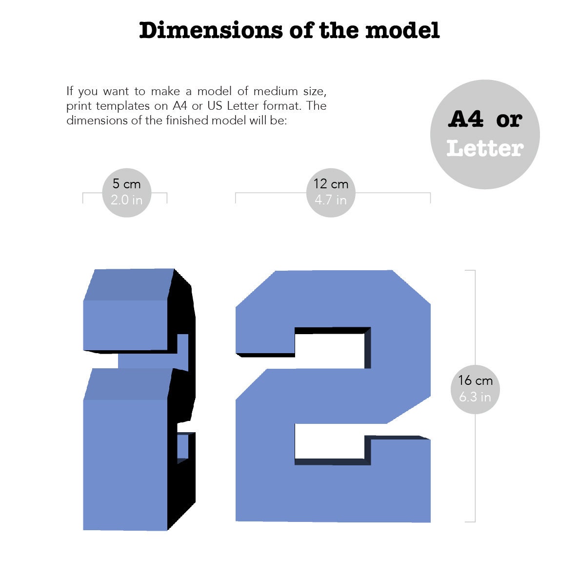 Printable DIY Template PDF. Number 2 Low Poly Paper Model | Etsy