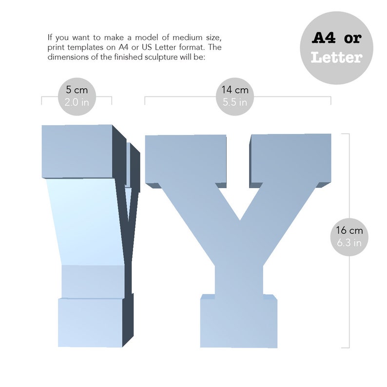 Printable DIY Template PDF. Letter Y Low Poly Paper Model | Etsy