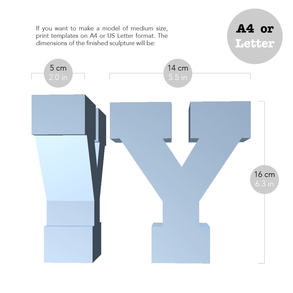 Printable DIY Template PDF. Letter Y Low Poly Paper Model | Etsy