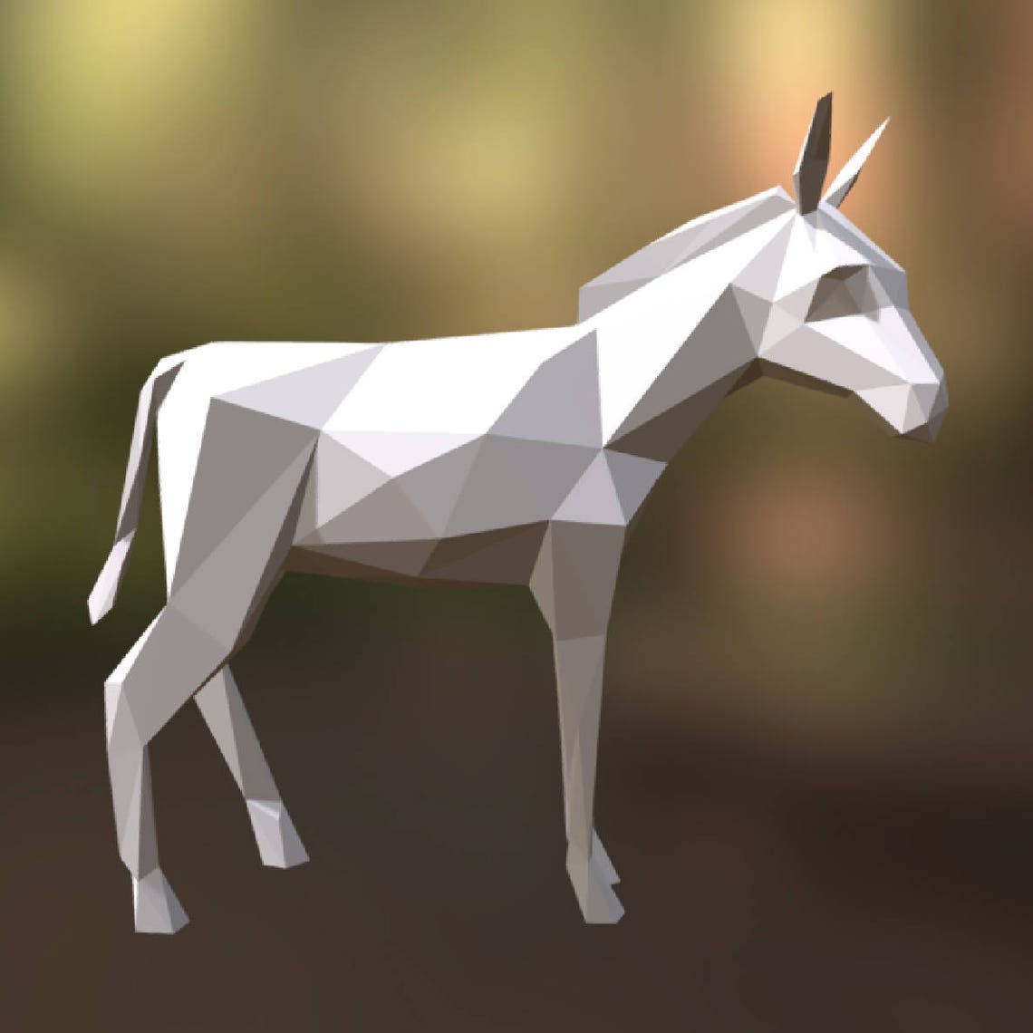 Printable DIY Template PDF. Donkey Low Poly Paper Model | Etsy