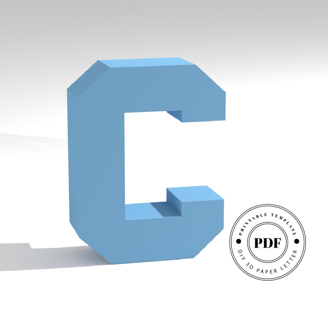 Printable DIY Template PDF. Letter C Low Poly Paper Model Template. 3D ...