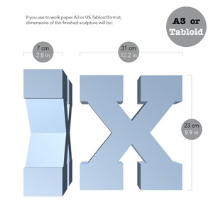 Printable DIY Template (PDF). Letter X Low Poly Paper Model Template ...