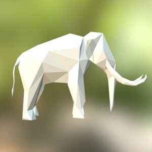 Printable DIY Template (PDF). Mammoth Low Poly Paper Model Template. 3D ...